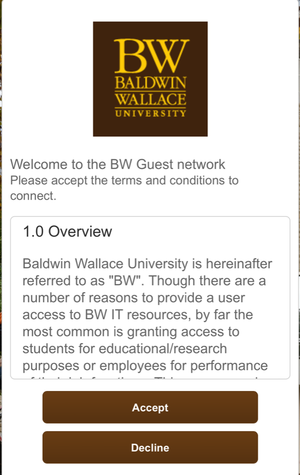 How do I connect to the BW_Guest WiFi Network? – Baldwin Wallace University